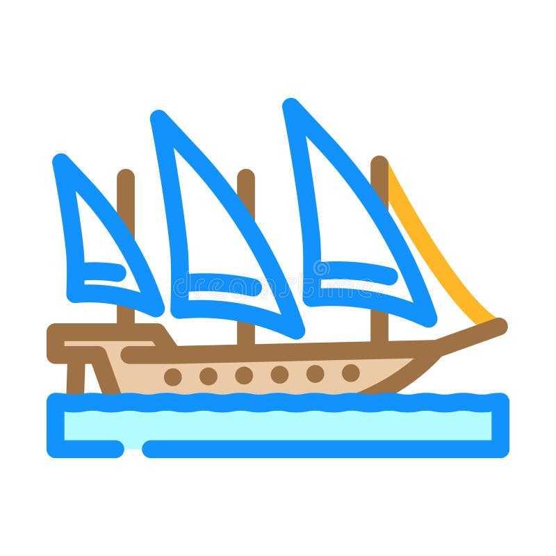 Xebec Ancient Ship Color Icon Vector Illustration Stock Vector ...