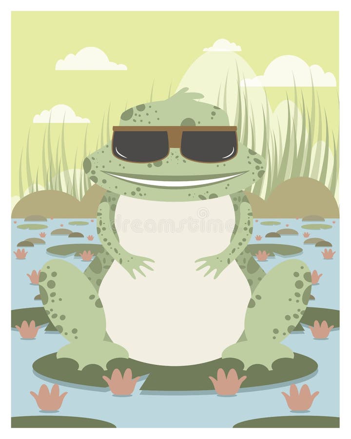 Xenopus with Sunglasses in a Pond Stock Vector - Illustration of leap ...