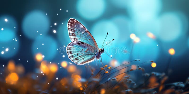 Xerces Blue Butterfly with Phoenix Wings Emitting Sparks and Flames ...
