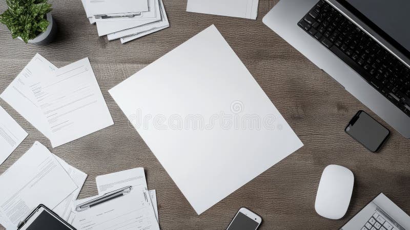 Xeroxed Documents Scattered Around the White Blank Mousepad Generated ...