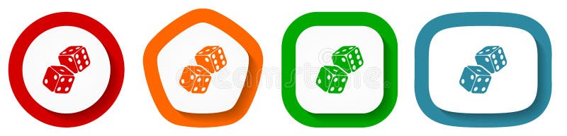 Set of Flat Design Vector Dices Icons, Gamble Symbol Illustration in ...