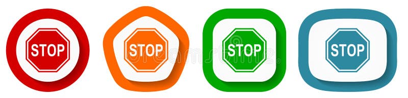Stop, Sign, Danger, Warning Vector Pointers, Set of Colorful Flat ...
