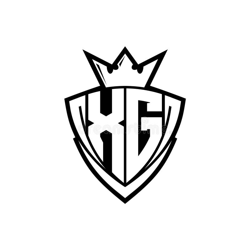 XG Letter Logo with Sharp Triangle Shield Shape with Crown Inside White ...