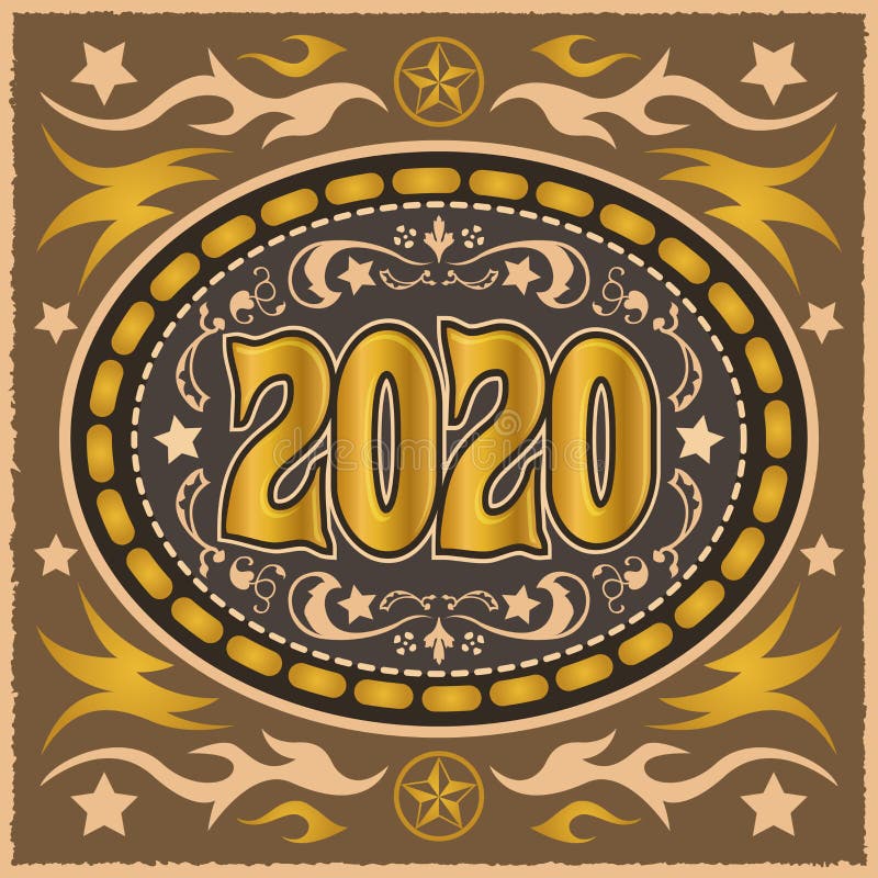 2020 Western Cowboy Belt Buckle Vector Illustration Stock Vector ...