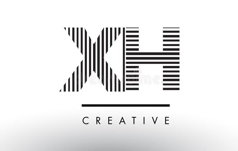 XH X H Black and White Lines Letter Logo Design. Stock Vector ...