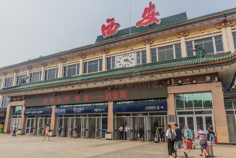 XI an, CHINA - AUGUST 5, 2018: Xi an Railway Station Building in Xi an ...