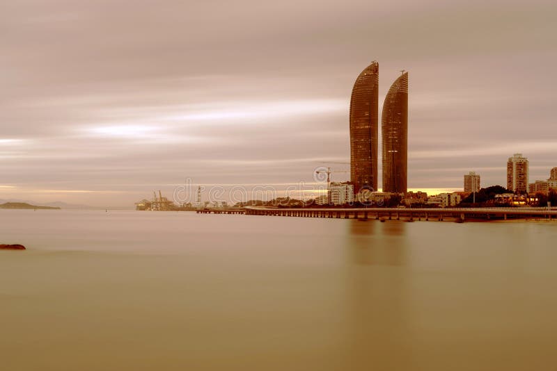 Night View of Urban Buildings in Siming District, Xiamen, Fujian, China ...
