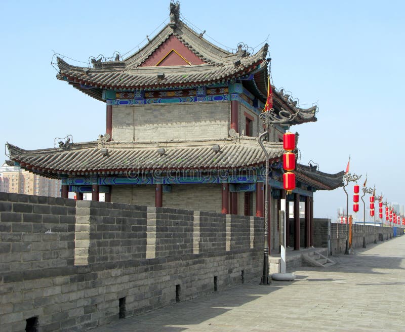 Xian City Wall stock image. Image of xian, structure, attraction - 5074981