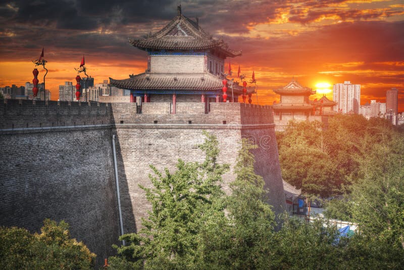 Xian Wall stock image. Image of brick, chinese, walls - 95786889