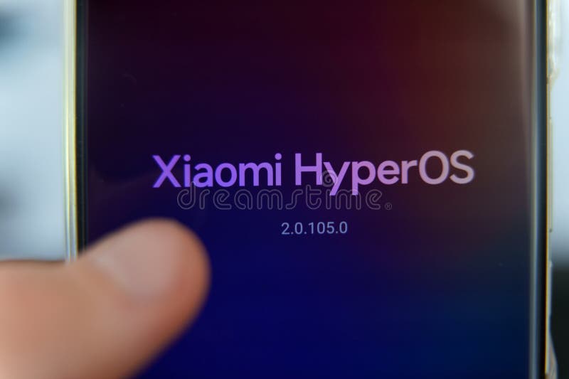 Xiaomi HyperOS Version Screen Displayed on Smartphone with Finger ...