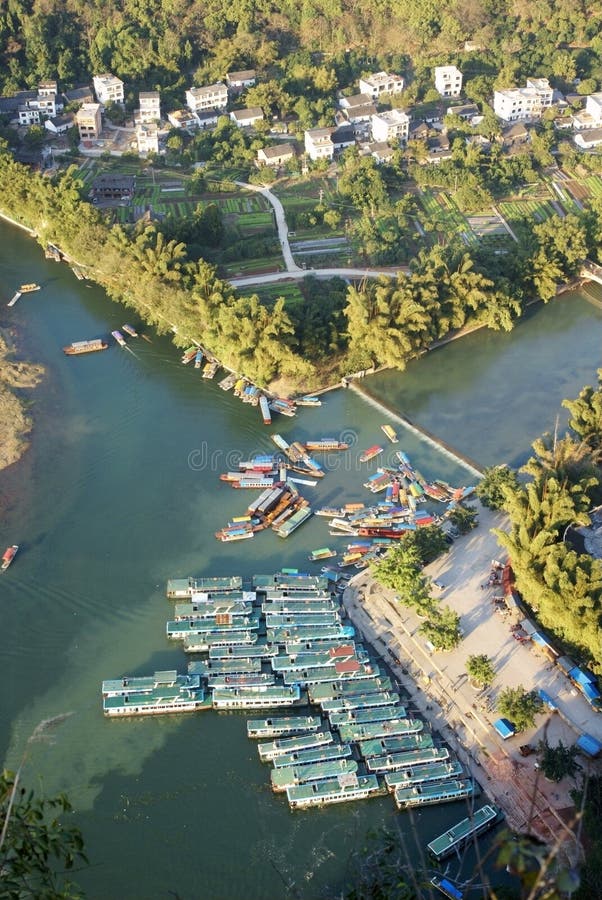 Xingping Village Guilin China Stock Photo - Image of overlook, pier ...