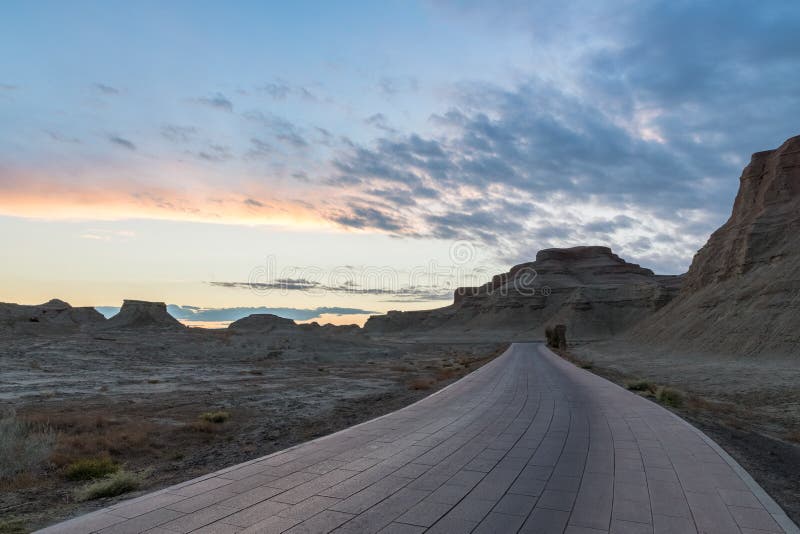 Xinjiang Ghost Town in Sunset Stock Image - Image of natural, karamay ...