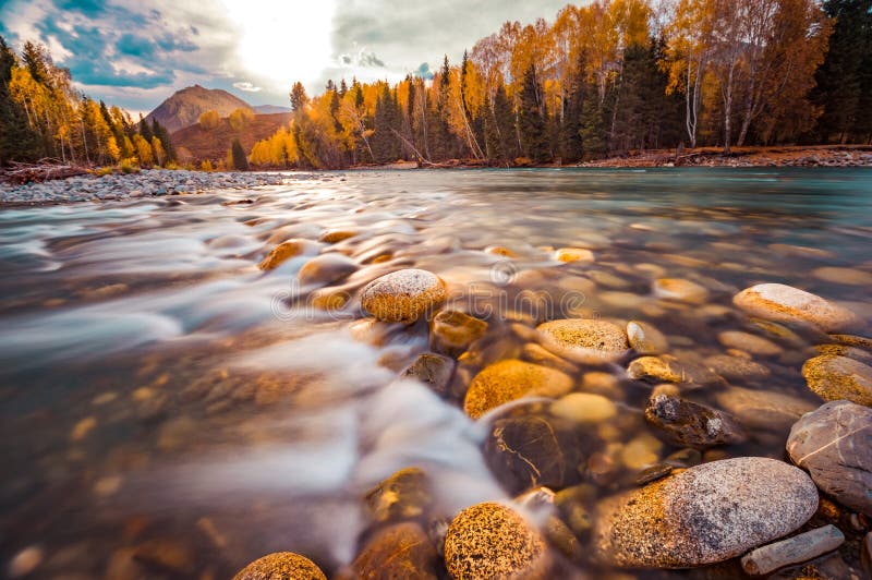 Xinjiang Kanas River Scenery Stock Photo - Image of fall, west: 156548178