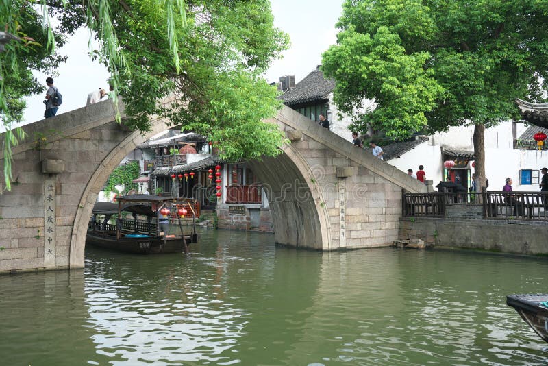 Boats on a Canal at Xitang, China Editorial Stock Image - Image of ...