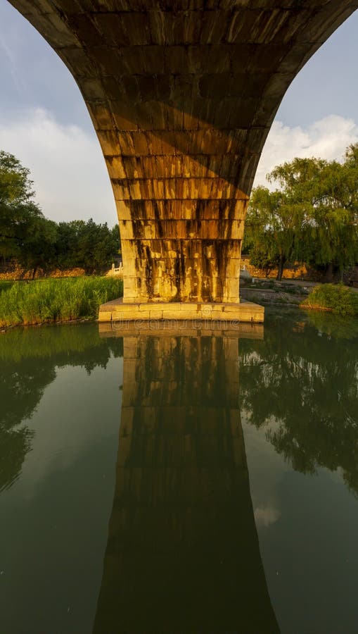 The Xiuyi Bridge in Summer Palace Stock Image - Image of reflection ...