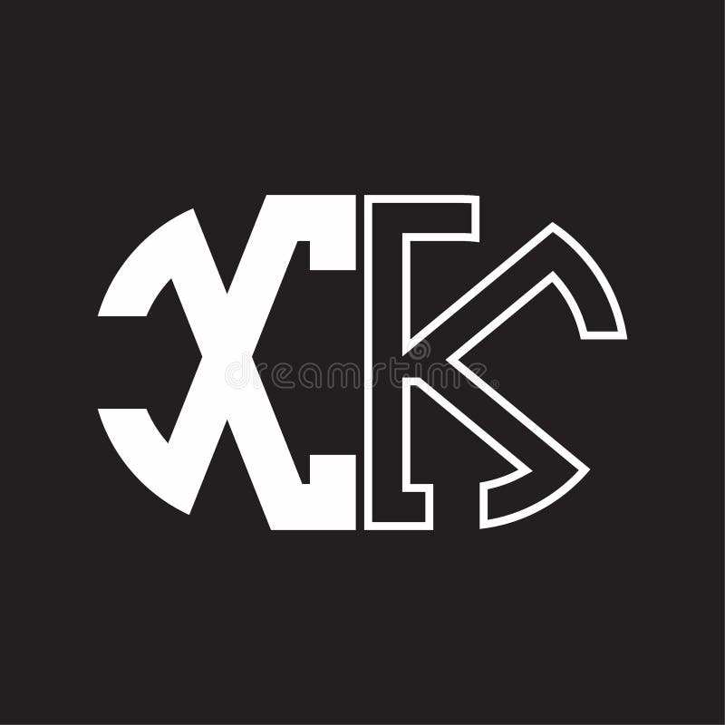 XK Letter Logo Monogram with Oval Shape Negative Space Design Template ...