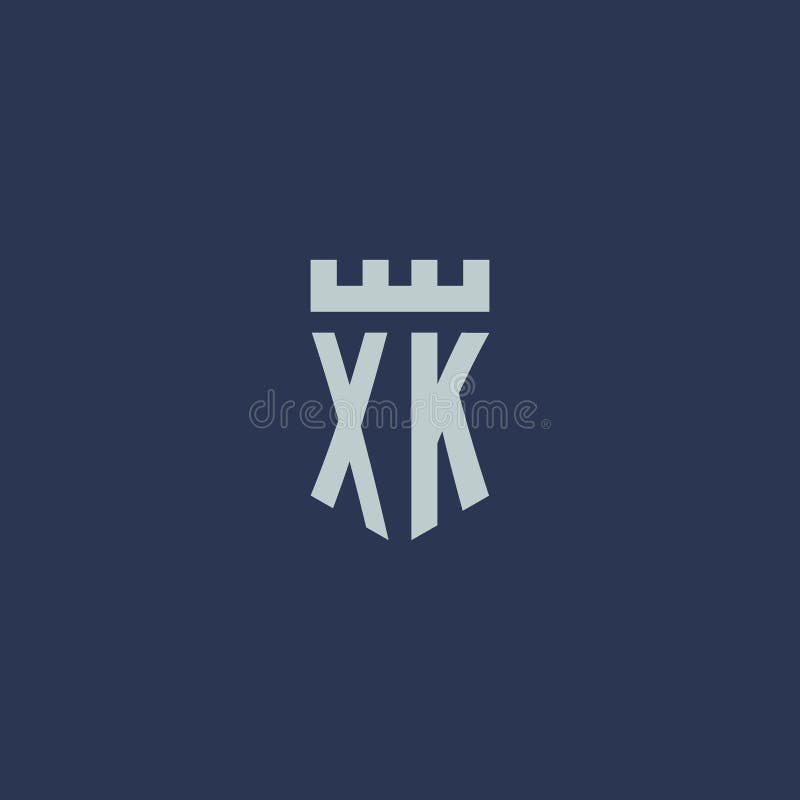 XK Logo Monogram with Fortress Castle and Shield Style Design Stock ...