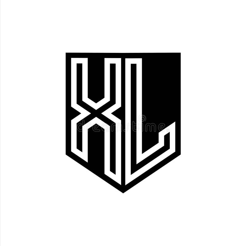 XL Logo Monogram Shield Geometric White Line Inside Black Shield Color ...