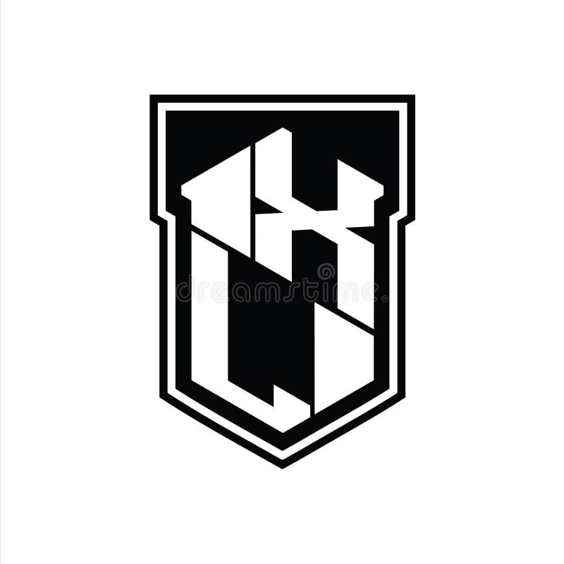 XL Logo Monogram Hexagon Geometric Up and Down Inside Shield Isolated ...