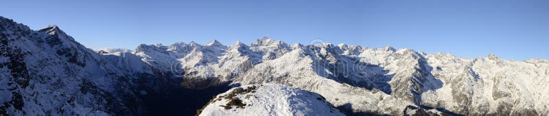 XL Panoramic View of High Mountain Range Stock Photo - Image of ...