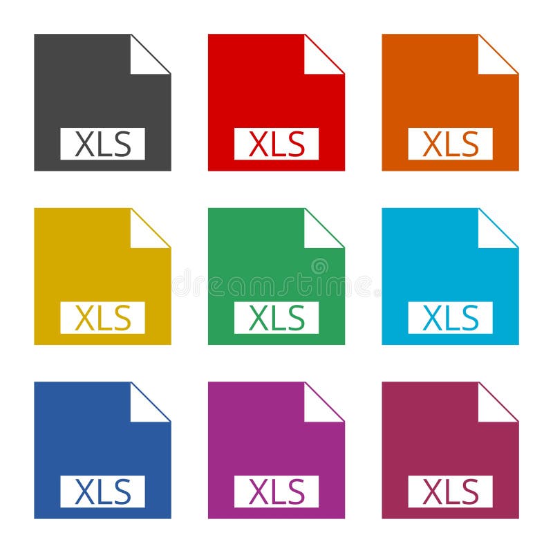 The XLS Icon, Color Icons Set Stock Illustration - Illustration of ...