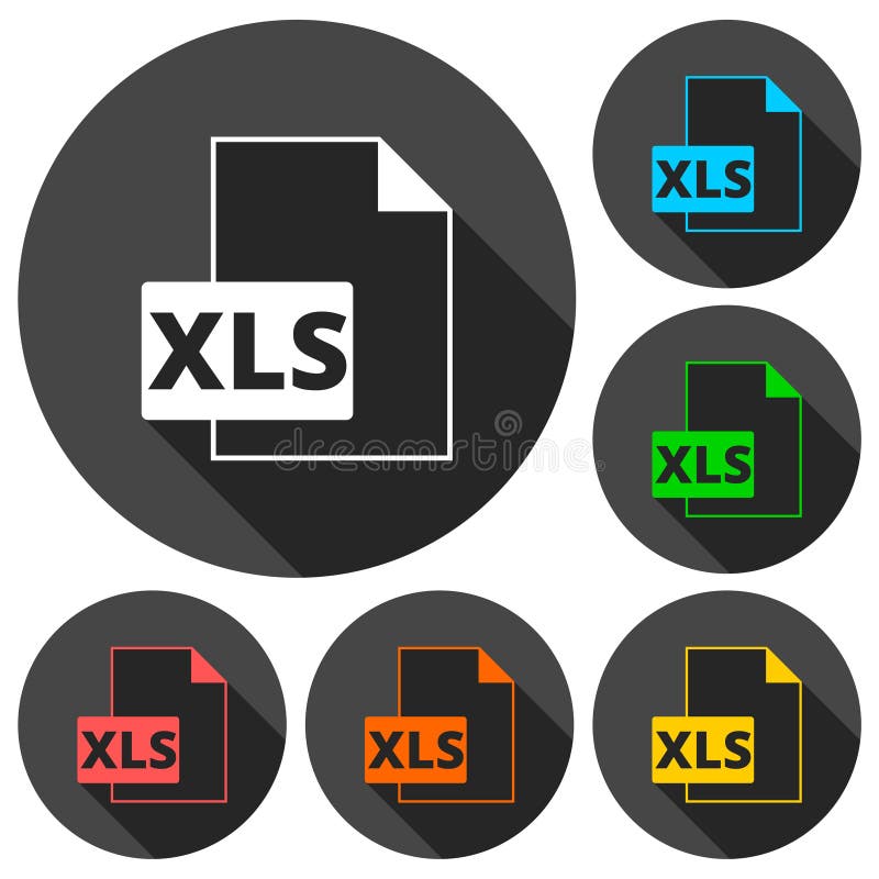 The XLS Icon, File Format Symbol Set with Long Shadow Stock Vector ...