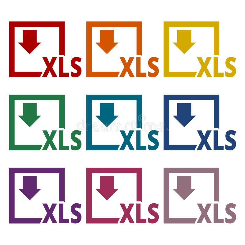 The XLS Icon, File Format Symbol Sticker Set Stock Vector ...