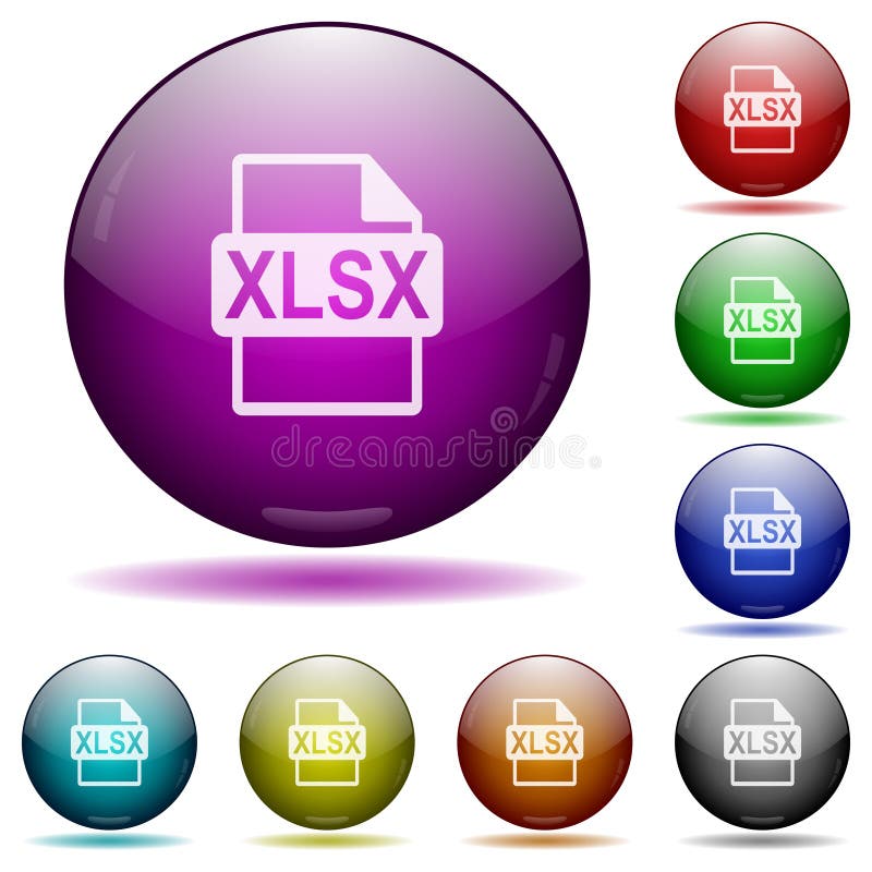 XLSX File Format Icon in Glass Sphere Buttons Stock Vector ...