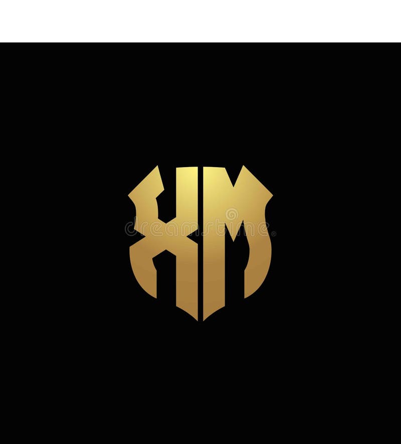 XM Logo Monogram With Gold Colors And Shield Shape Design Template ...