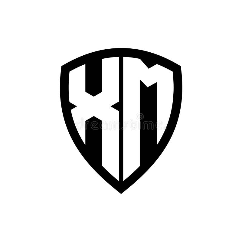 XM Monogram Logo with Bold Letters Shield Shape with Black and White ...