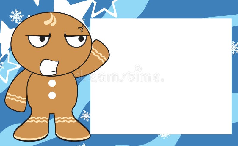 Xmas Angry Gingerbread Kid Cartoon Expression Frame Background Stock ...