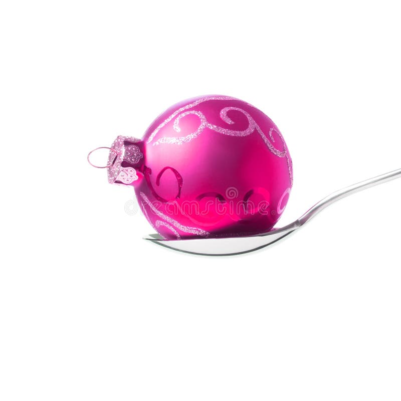 Xmas ball in the spoon stock photo. Image of metal, chrome - 35389246