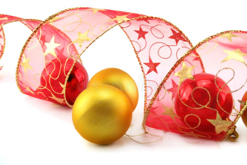 Xmas Baubles and Ribbon stock photo. Image of trinket - 6980240