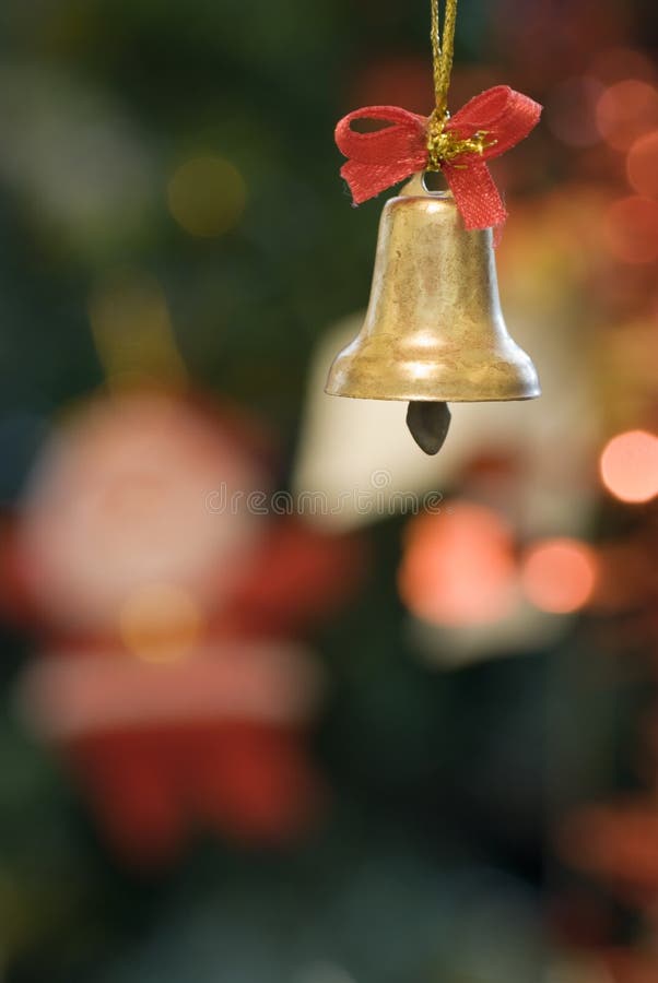 Xmas bell stock image. Image of december, green, ribbon - 3640773