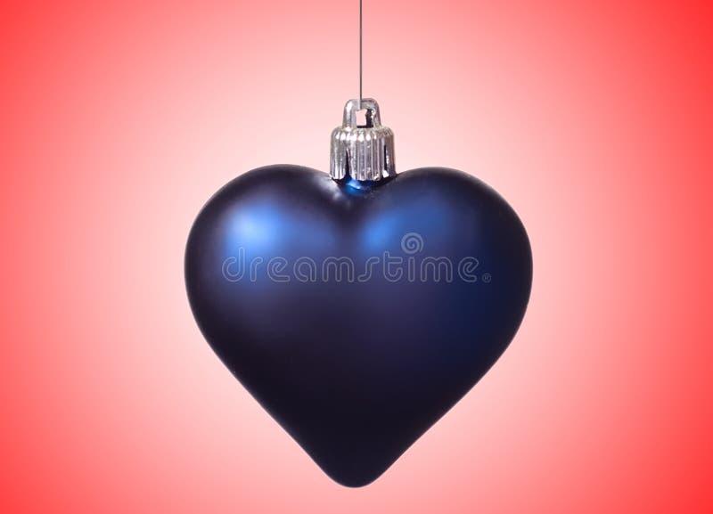Xmas Big Blue Heart on Red Background Stock Image - Image of bigl ...
