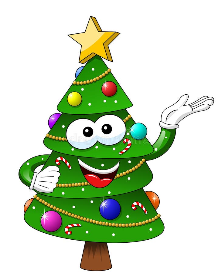 Xmas Christmas Tree Mascot Character Presenting Isolated Stock Vector ...