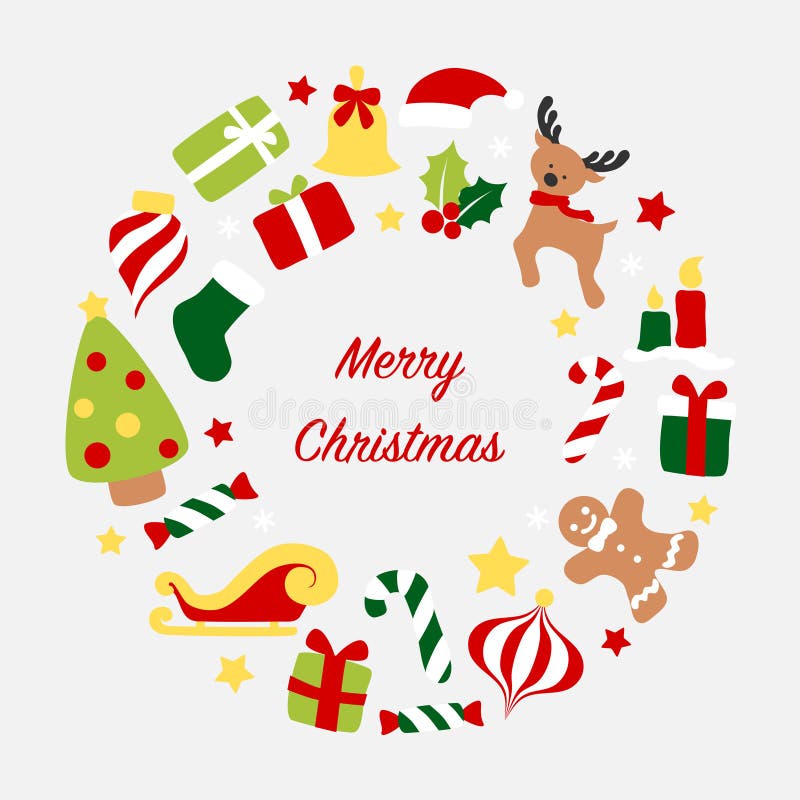 Christmas Card with Christmas Symbol Stock Vector - Illustration of ...