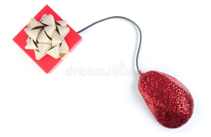 Xmas Gift and Computer Mouse with Glitter Stock Image - Image of ...