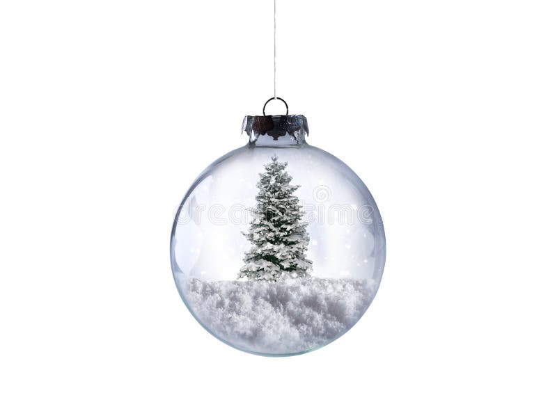 Xmas Glass Ball with Christmas Tree Full of Snow Stock Image - Image of ...