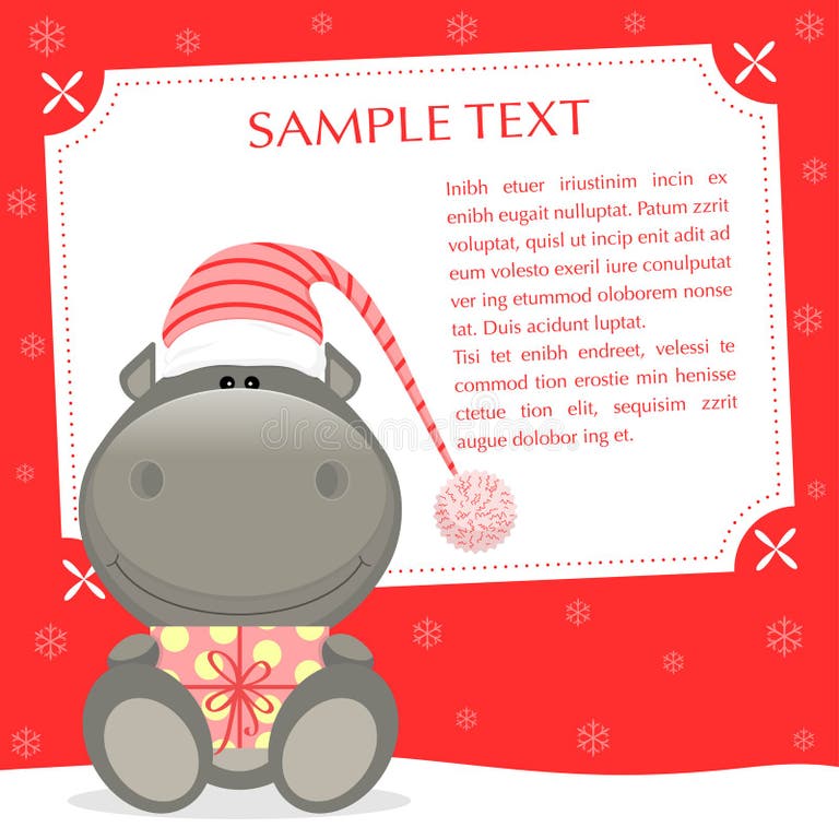 Xmas Hippo stock vector. Illustration of hippo, cold - 26577388