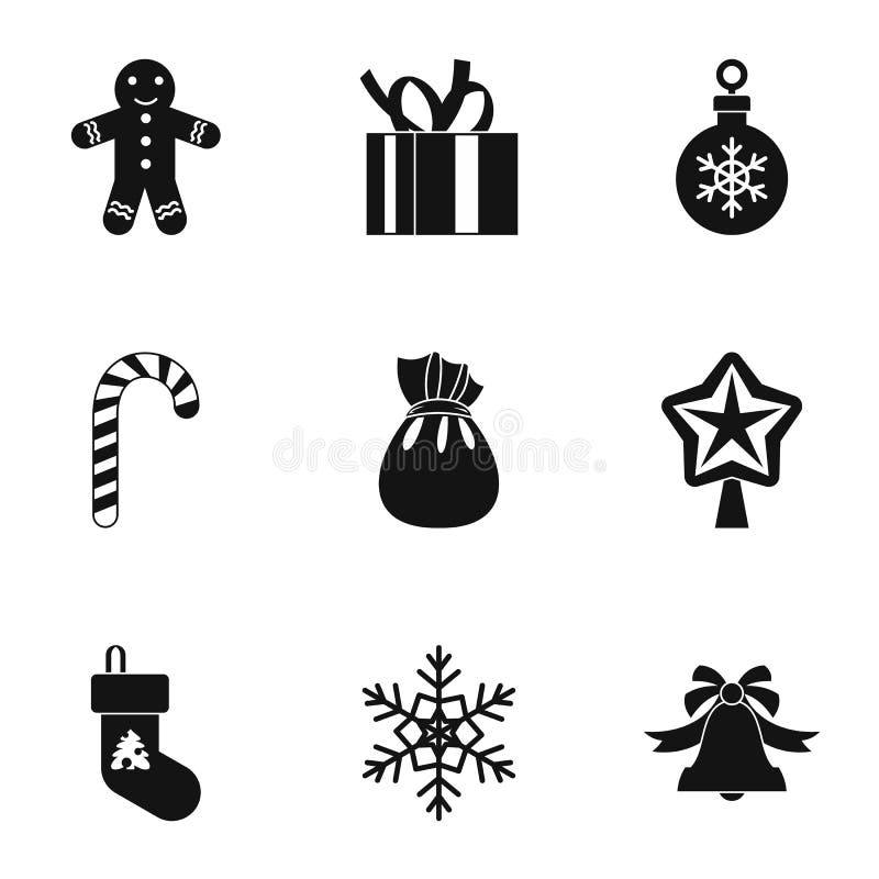 Xmas Icons Set, Simple Style Stock Vector - Illustration of ...