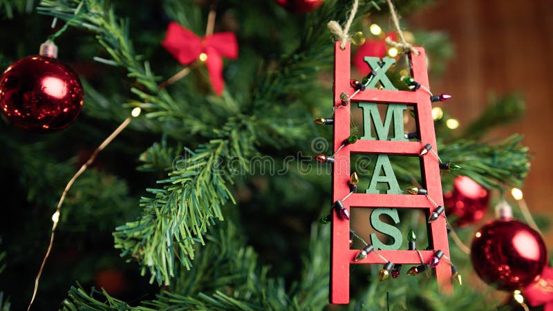 Xmas Ladder Decoration Hanging from a Christmas Tree Stock Image ...