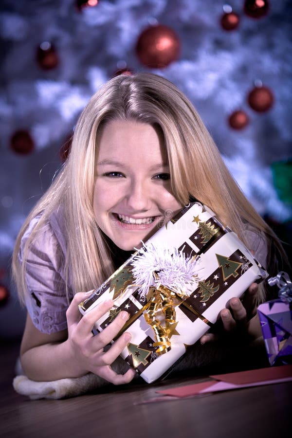 Xmas portrait stock image. Image of smiling, smile, blond - 18801587