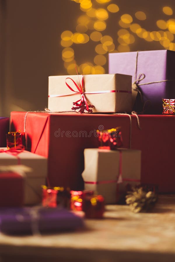 Xmas Presents Wrapped in Paper Stock Image - Image of december, gift ...