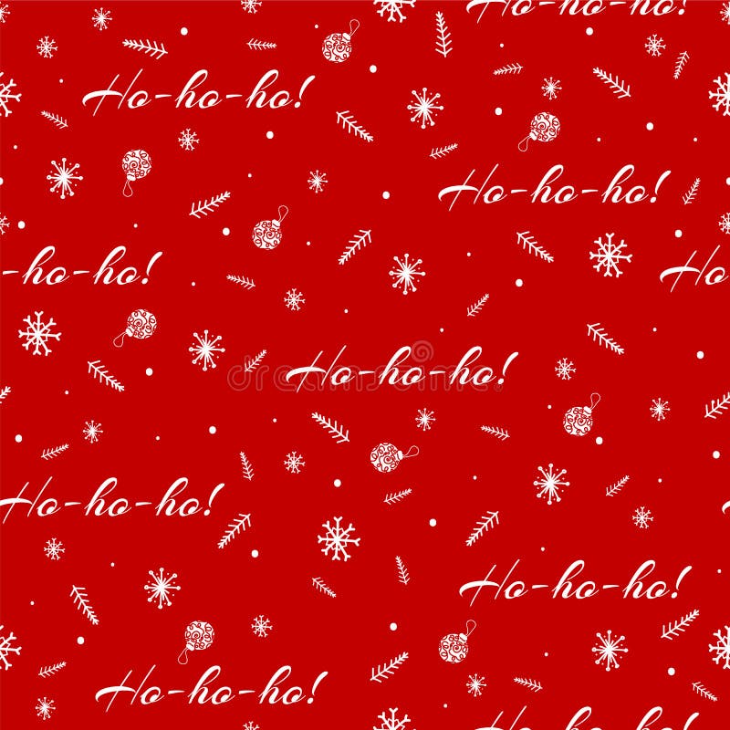 Xmas Seamless Pattern with Text Ho Ho Ho Stock Vector - Illustration of ...