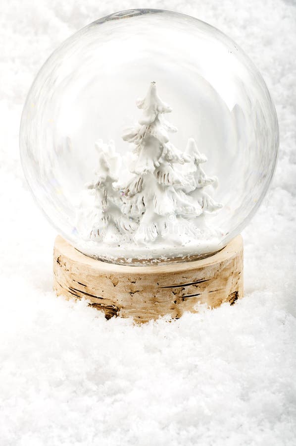 Xmas Setting with Christmas Tree in the Woods Snowglobe Surrounded by ...