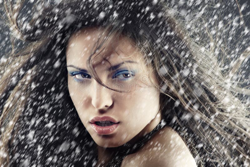 Xmas snow stock image. Image of lass, close, portraiture - 7348619
