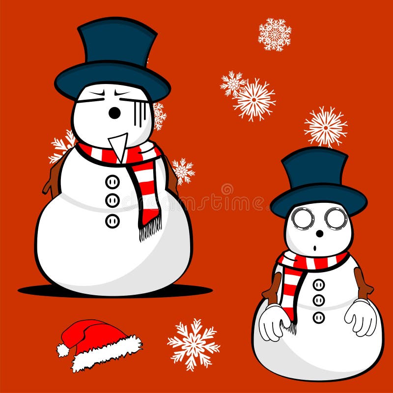 Xmas Snowman Cartoon Expression Set2 Stock Vector - Illustration of ...