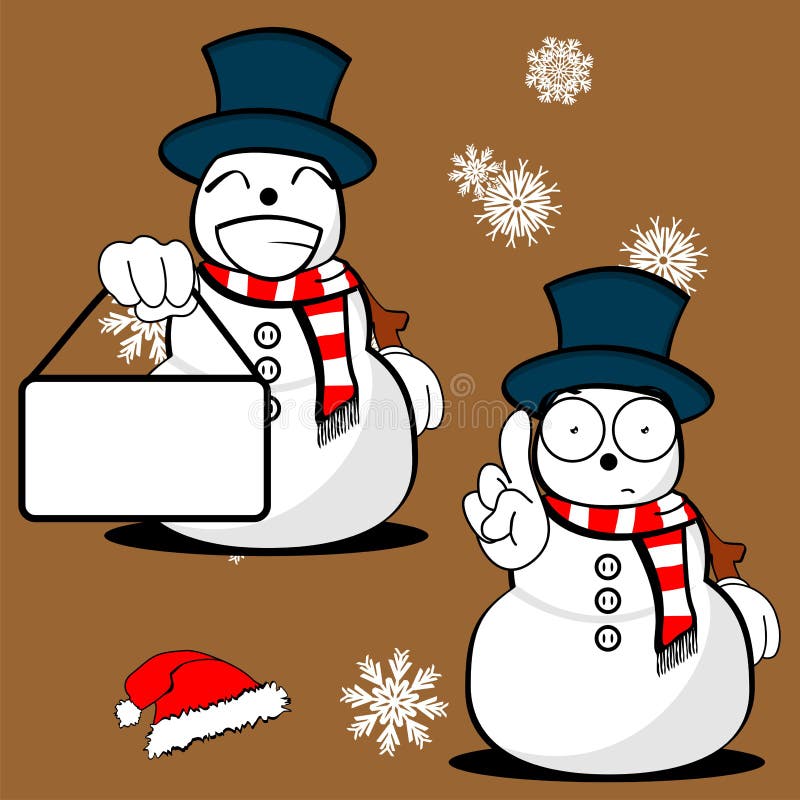 Xmas Snowman Cartoon Expression Set2 Stock Vector - Illustration of ...