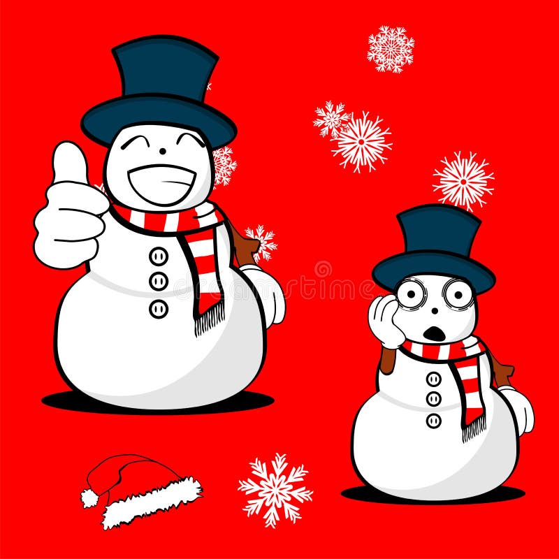 Xmas Snowman Cartoon Expression Set2 Stock Vector - Illustration of ...